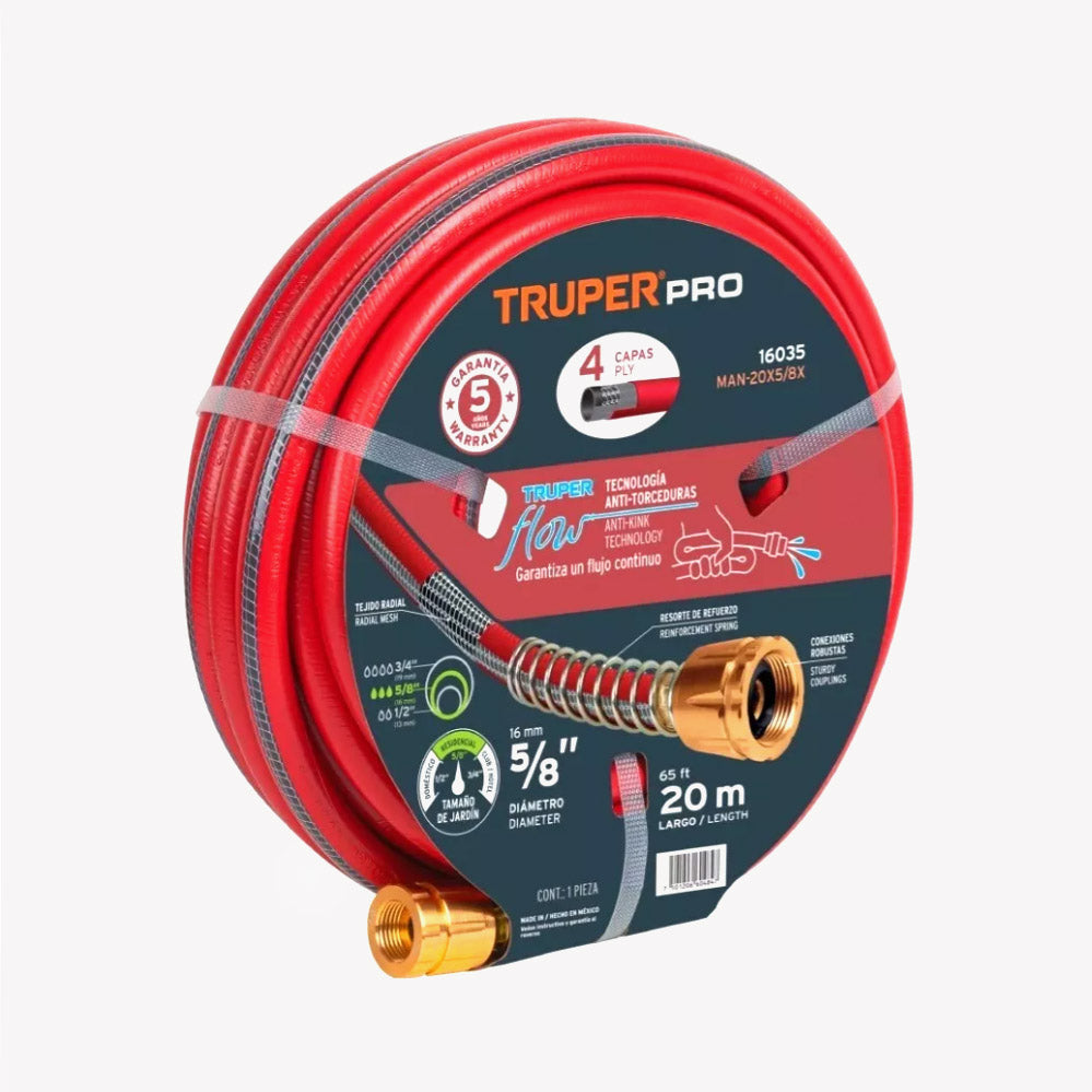 MANGUERA JARDIN 5/8X20 MAN-5/8 TRUPER 16035 — Depósito Ferretero
